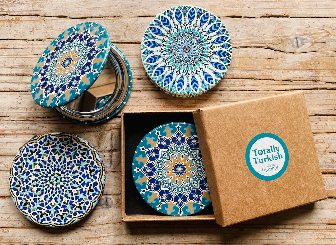 Mediterranean Mandala Compact Mirror | Magnified Travel Makeup Mirror ...
