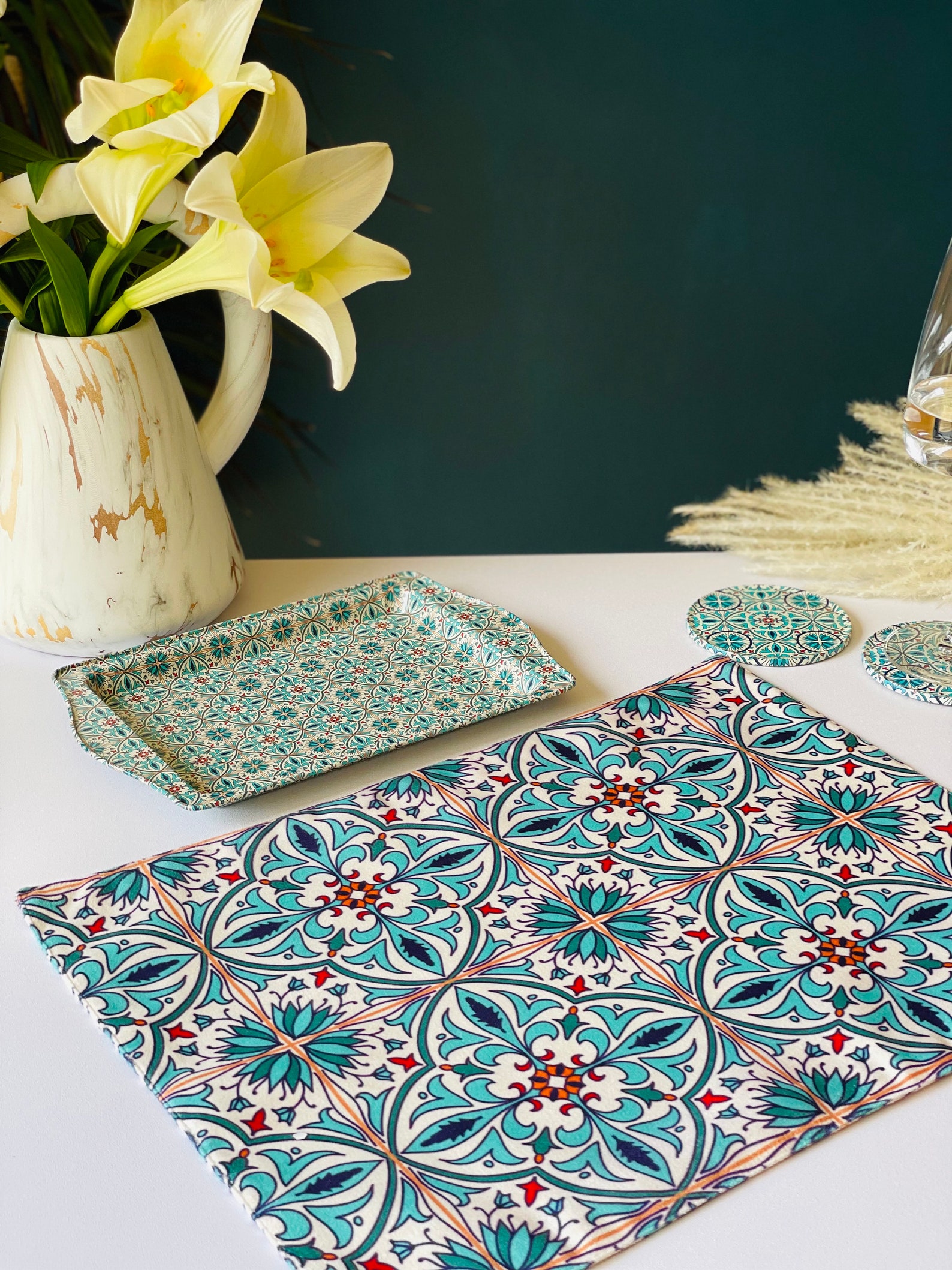 Mediterranean Style Placemats Placemats Set of 2 4 6 | Etsy