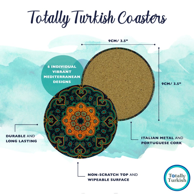 Coasters Set Set of 6 Decorative Design Coasters With - Etsy