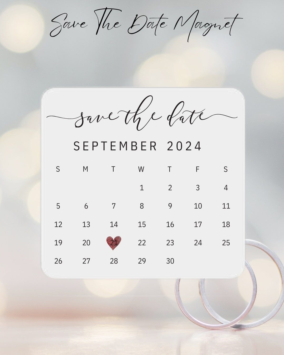 Personalized Save the Date Calendar Magnet, Custom Wedding Invitation ...