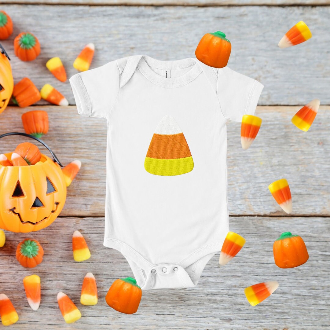 Halloween Embroidered Candy Corn Baby Bodysuit, Baby Gift, Baby Shower ...