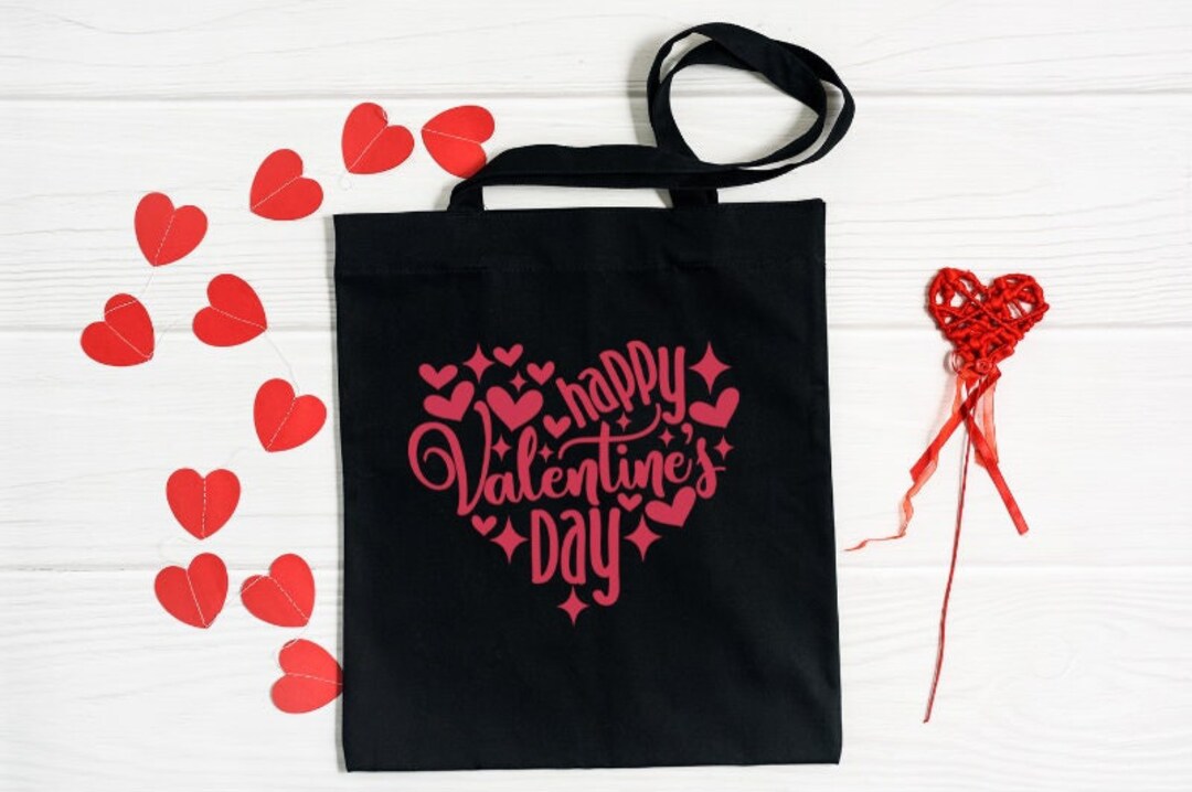 Happy Valentines Day Canvas Tote Bag, Valentines Day Tote, Valentines ...