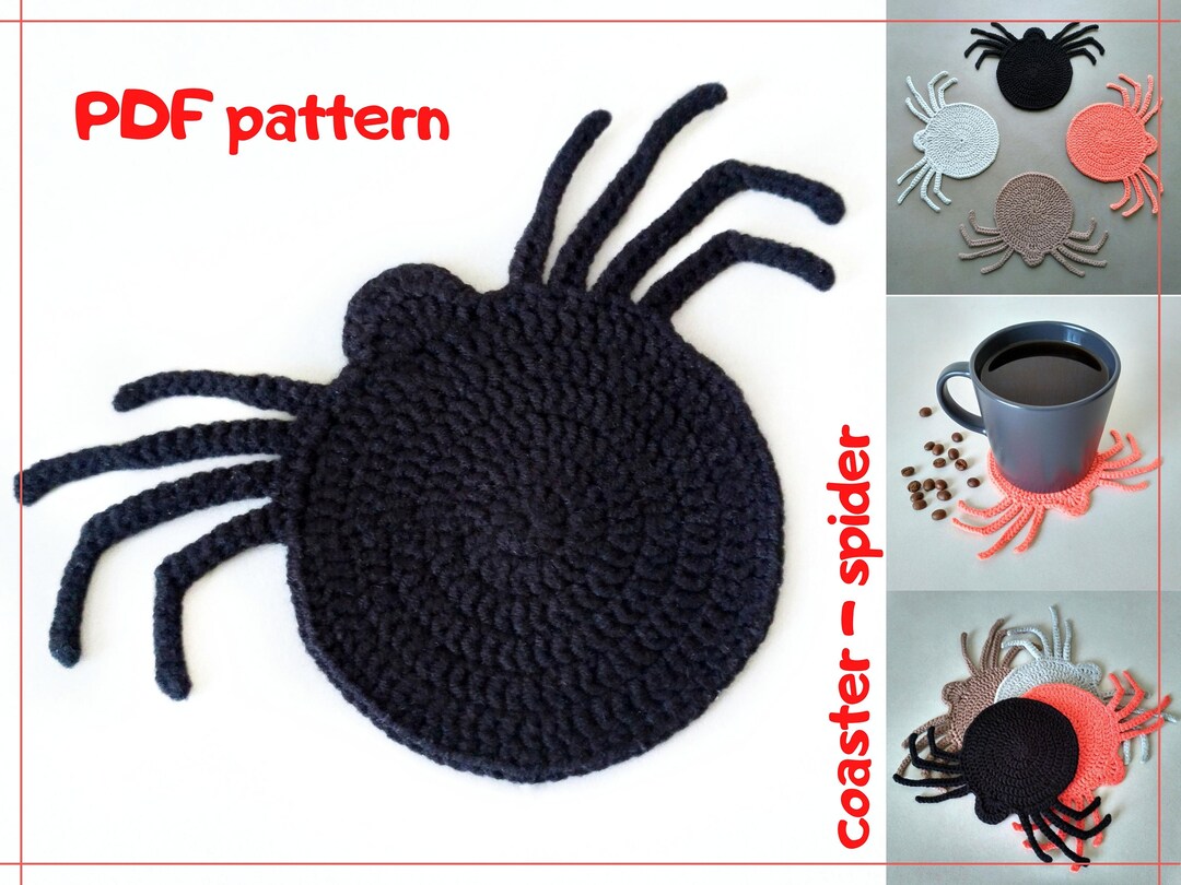 Coaster Spider Crochet Pattern PDF, Crochet Applique Diy, Home Decor - Etsy