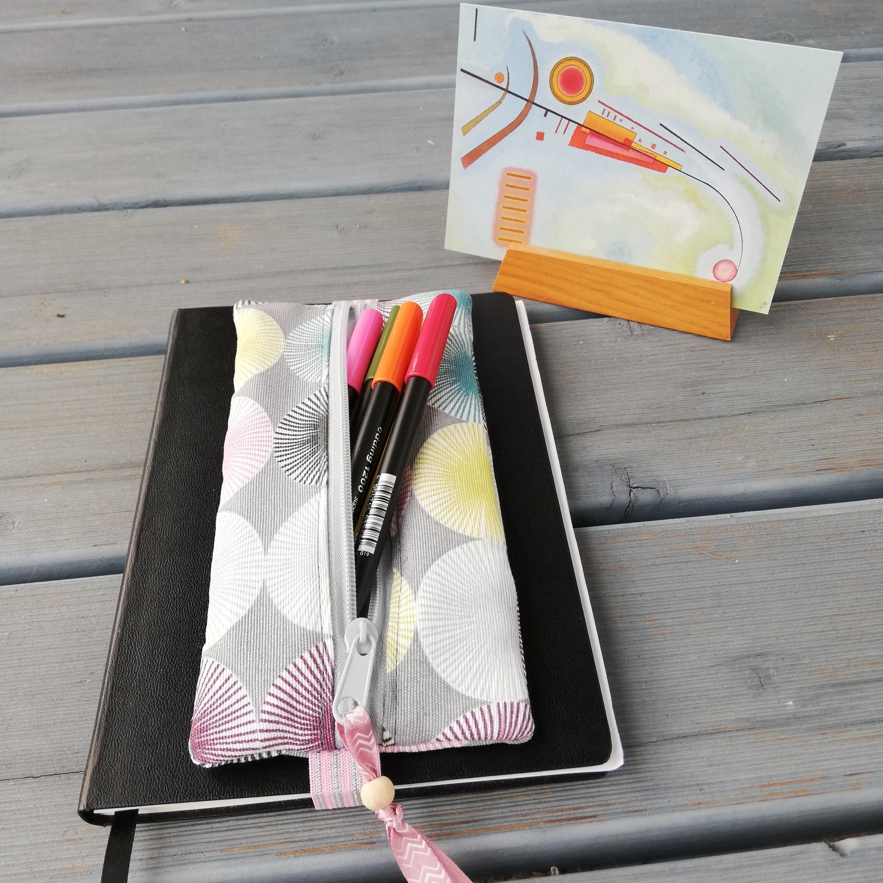 Stiftemäppchen mit Gummiband, Federmäppchen, Federtasche, Stiftetasche ...