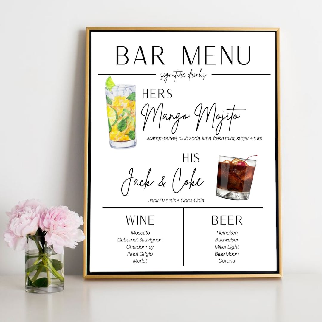 Signature Drinks Signage Printable & Customizable - Etsy