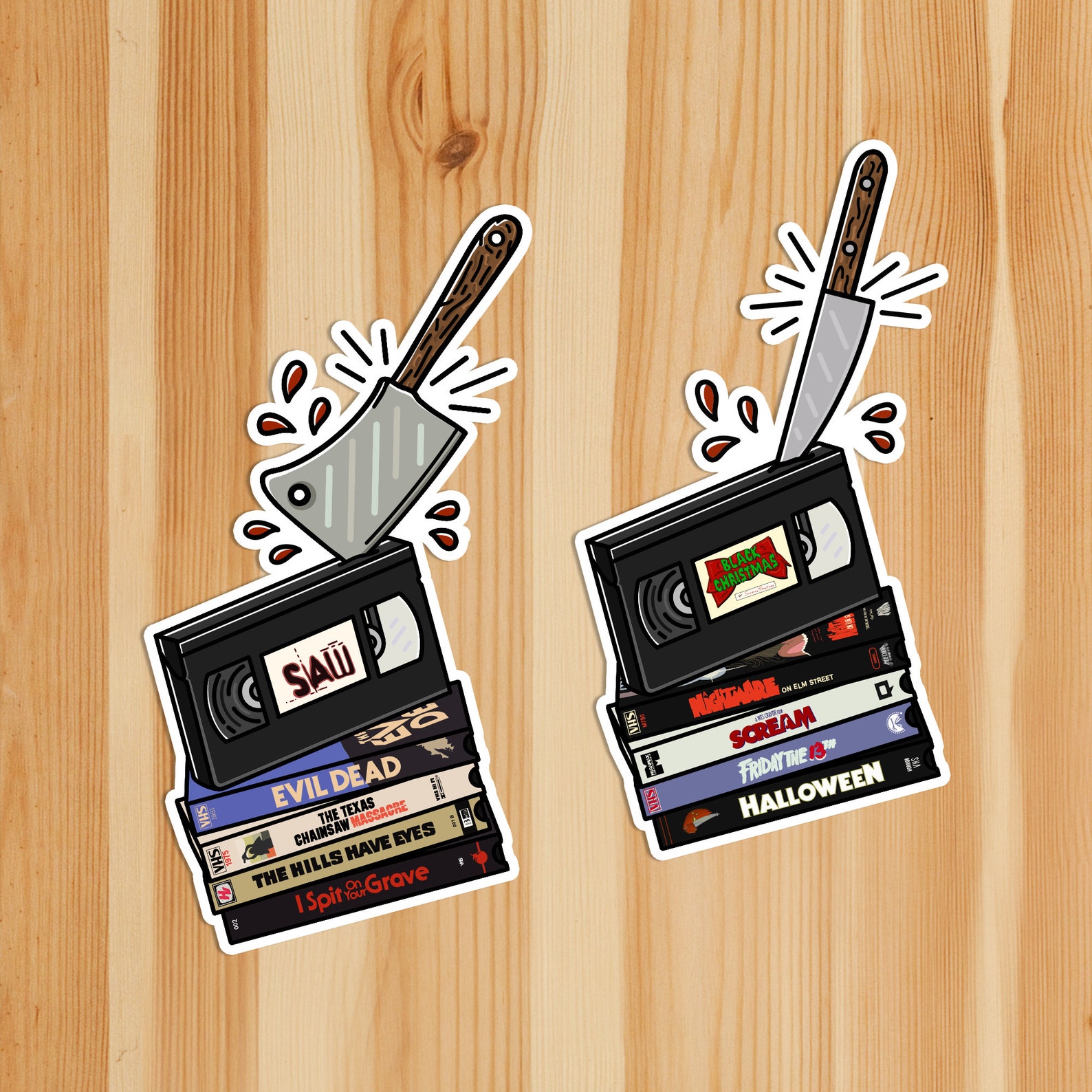 Horror Movie VHS Tapes Slasher Films Gory Movies Spooky Month Stickers ...