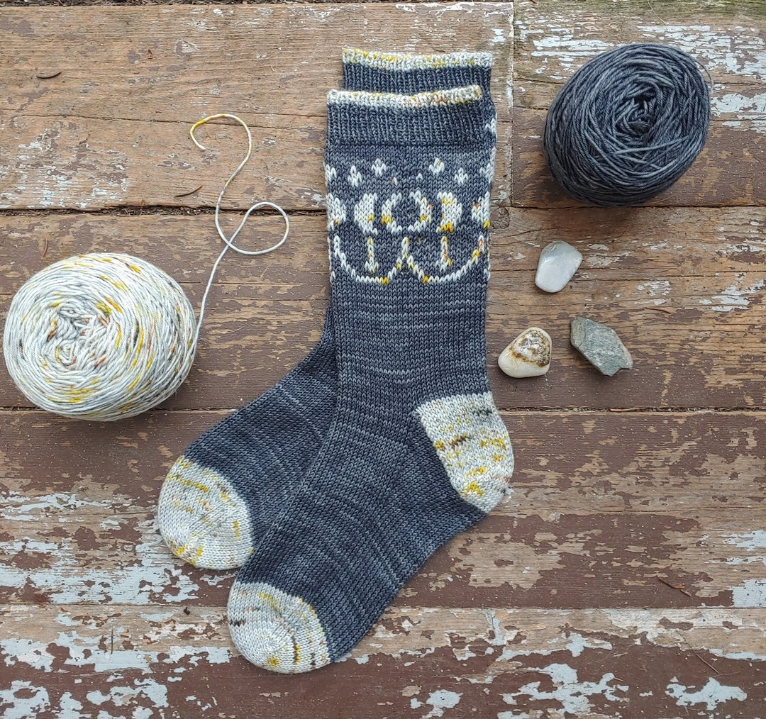 Moon Phase Socks, Cuff Down Construction, Sock Knitting Pattern - Etsy