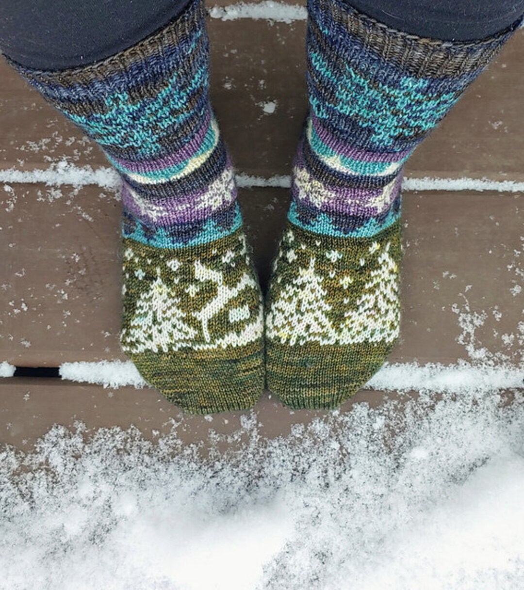 Deep Winter Socks Knitting Pattern, Stranded Colorwork Socks - Etsy