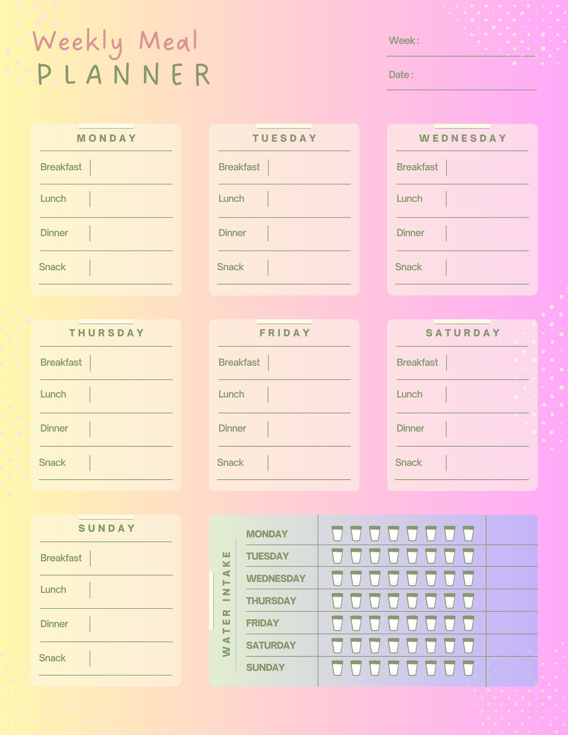 Digital Meal Planner + Weight Loss Tracker, for Goodnotes, Notability ...