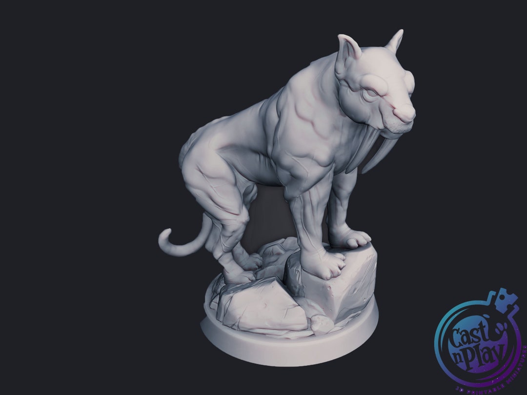 Sabertooth Tiger Cast N Play Printed Miniature Dungeons & - Etsy