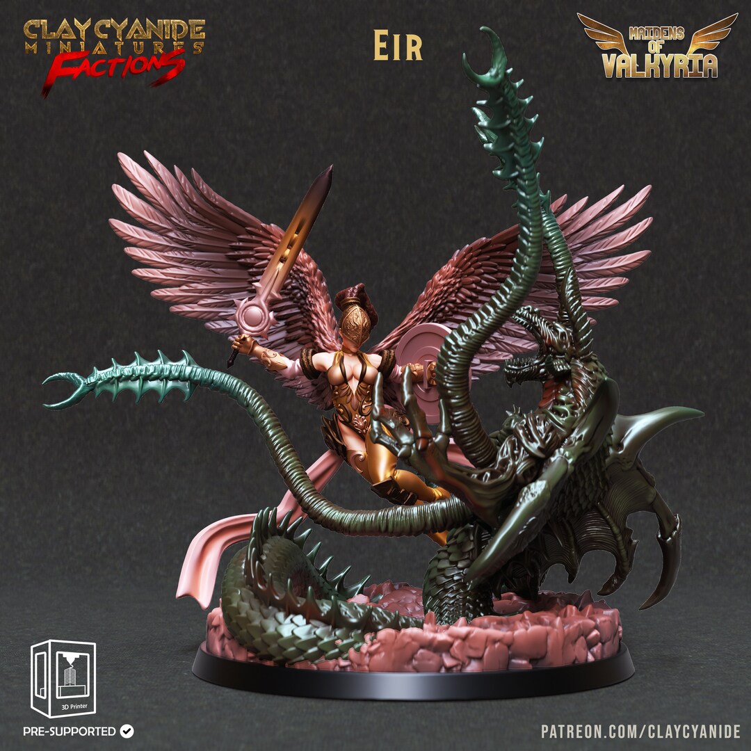Eir, Valkyrie Diorama Clay Cyanide Printed Miniature Dungeons & Dragons ...
