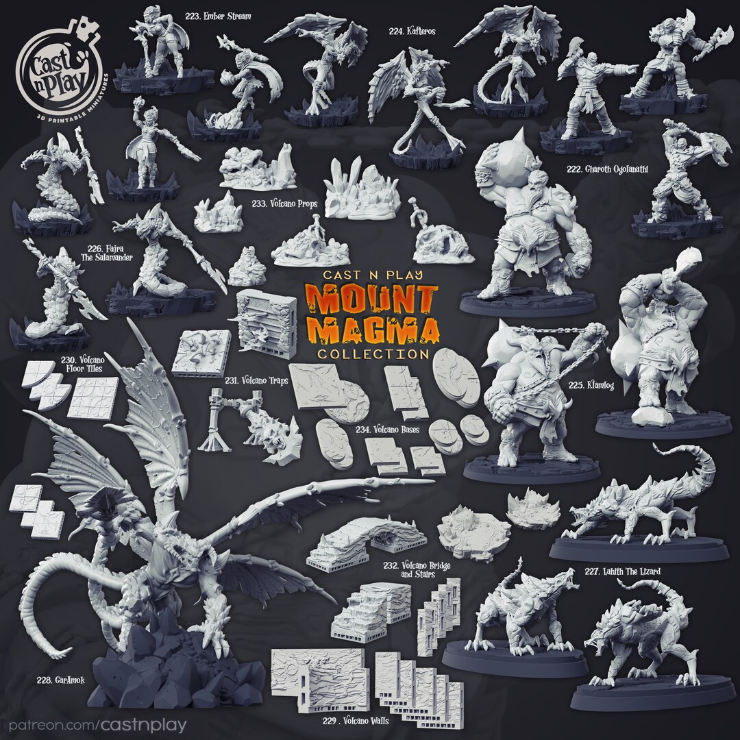 Mount Magma, Volcano Terrain Bundle Cast N Play Printed Miniature ...