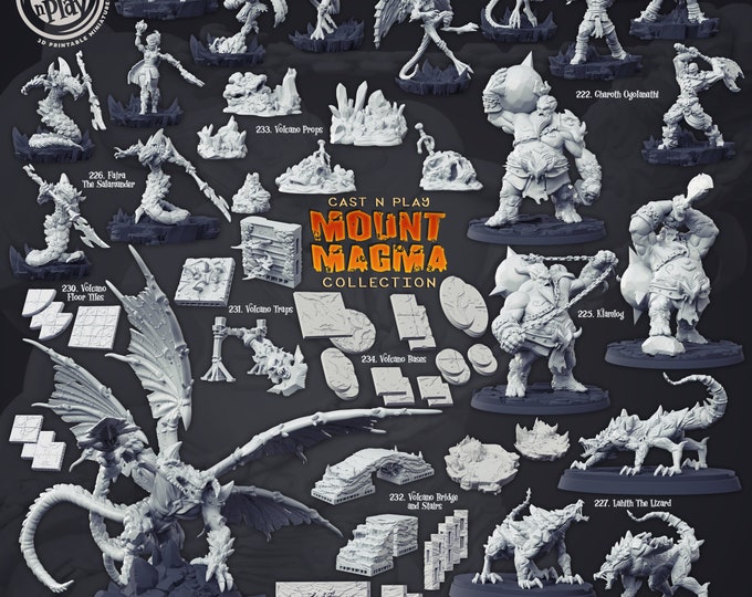 Mount Magma, Volcano Character Bundle - Cast N Play Printed Miniature ...