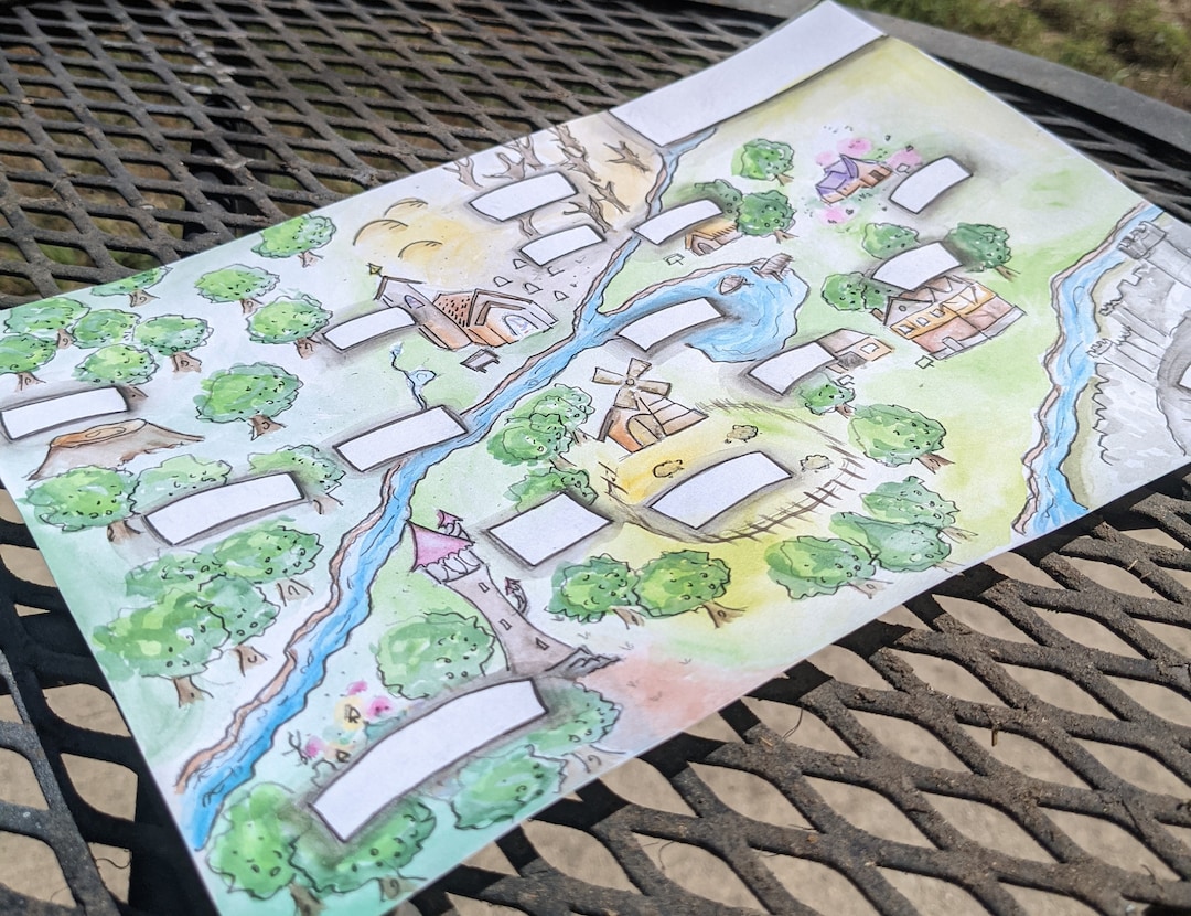 Custom Watercolor Painted Fantasy Map - Original Hand Painted Fantasy ...