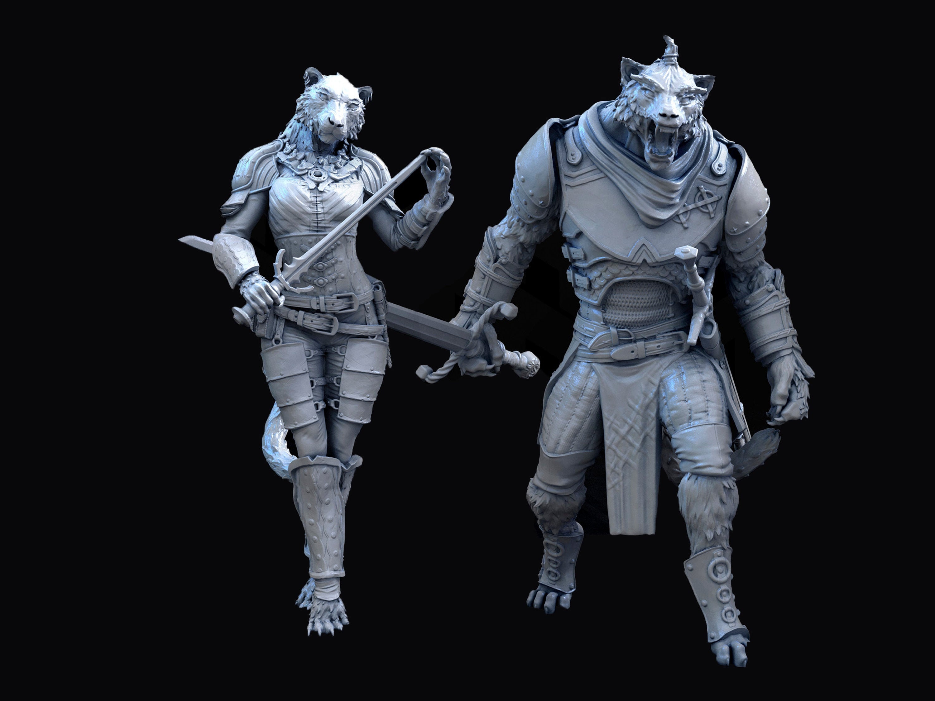 Tabaxi pair Mini Monster Mayhem Printed Miniature | Etsy