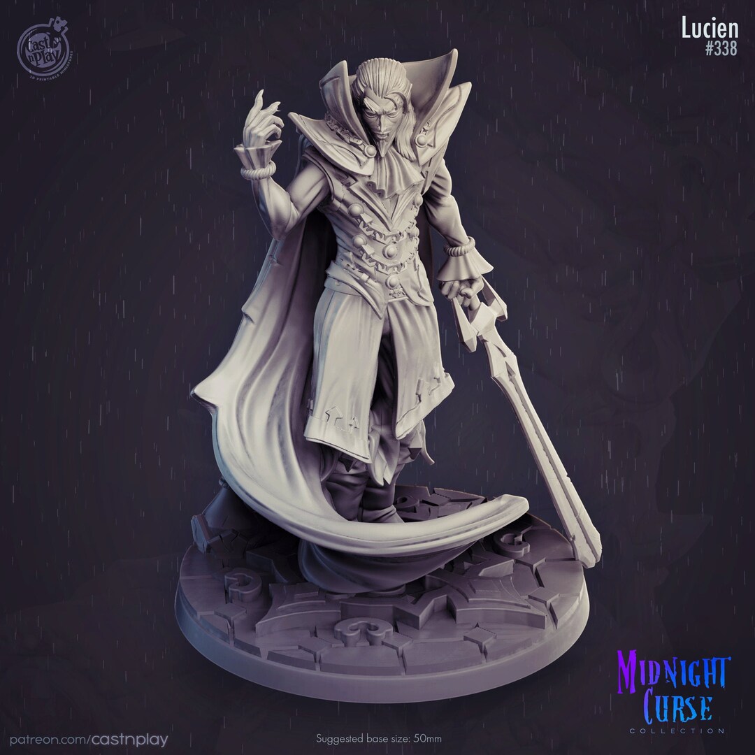 Lucien, Vampire Standing Pose Cast N Play Printed Miniature Dungeons ...