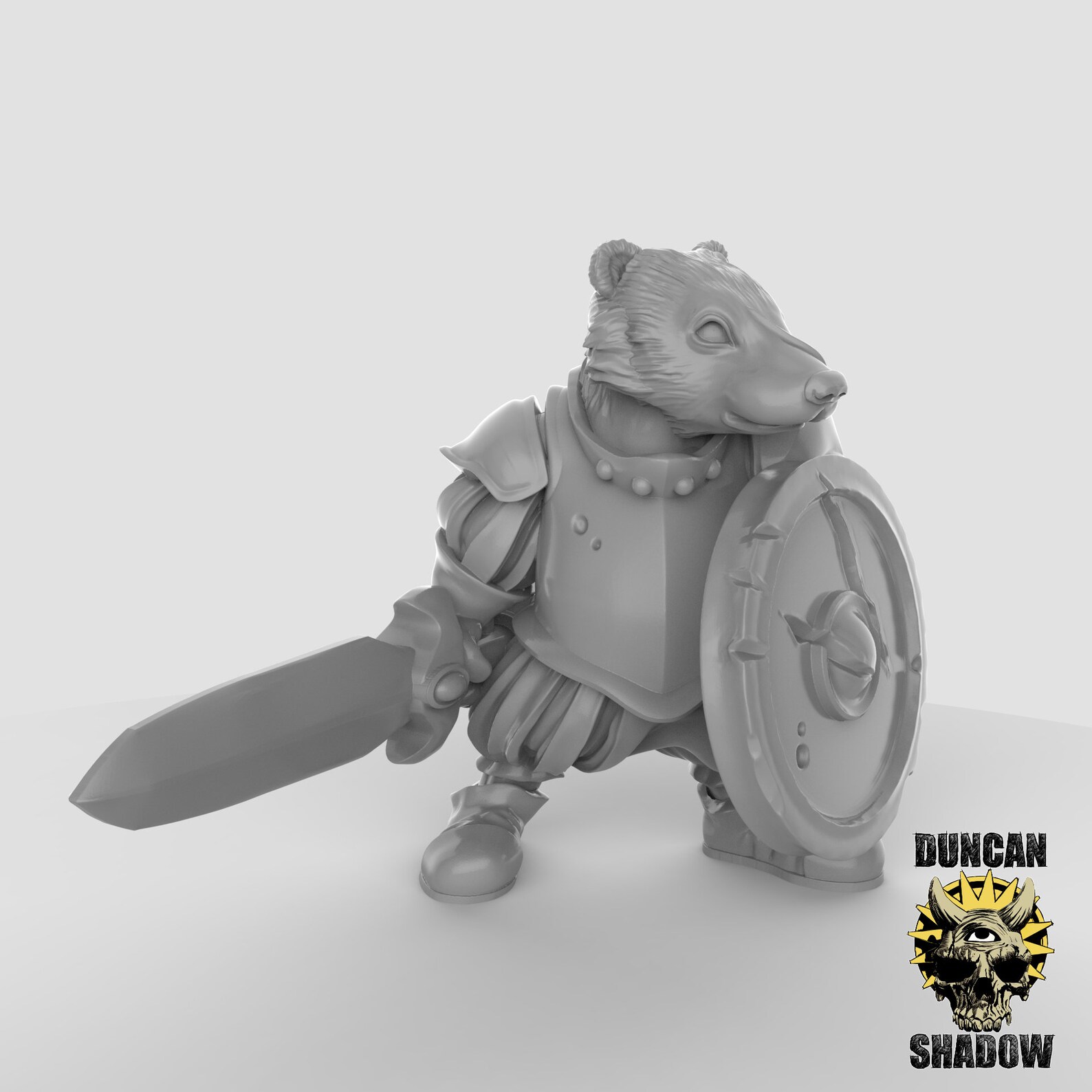 Badger Folk Warrior Duncan Shadow Printed Miniature - Etsy