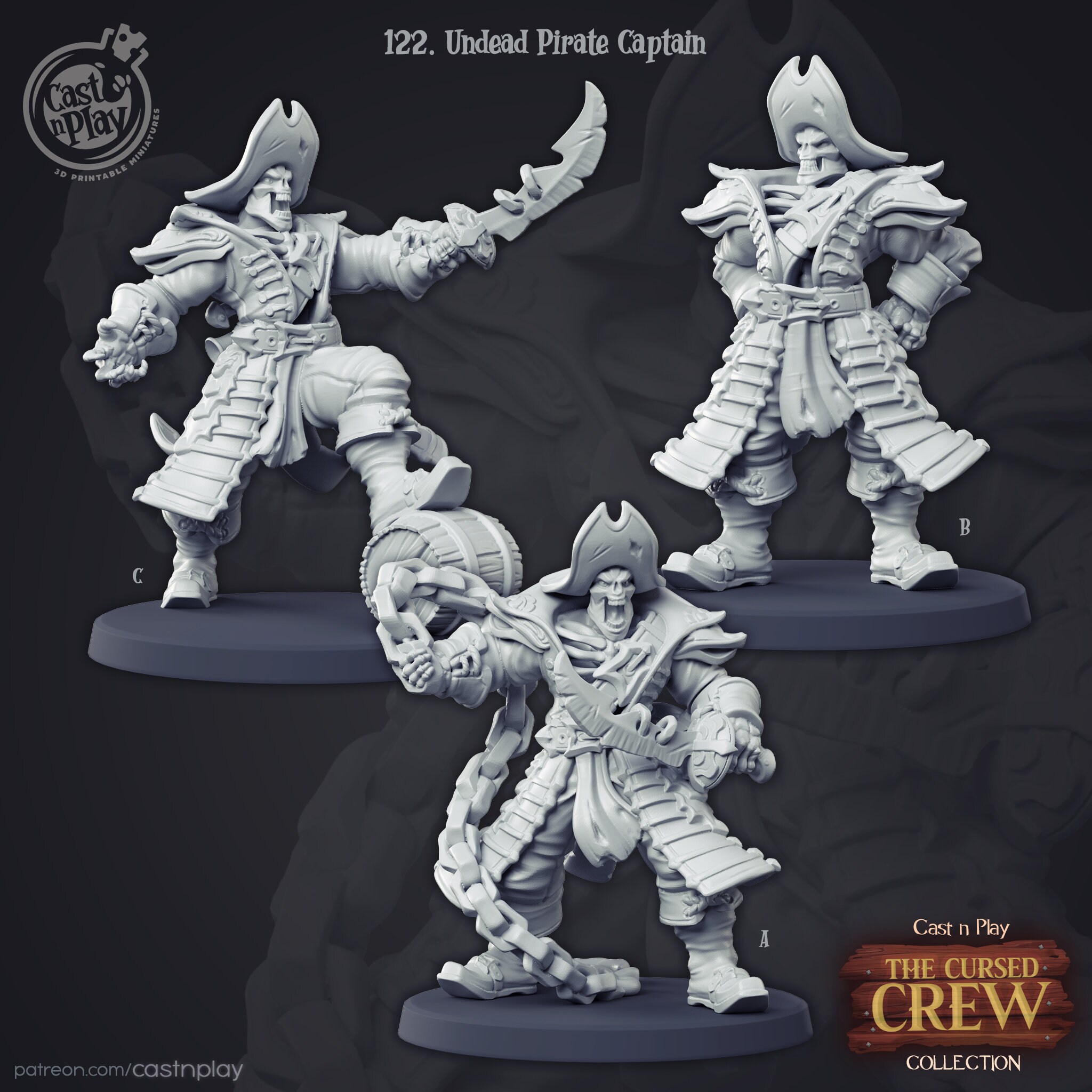 Undead Pirate Captain Painted Model Cast N Play Printed - Etsy