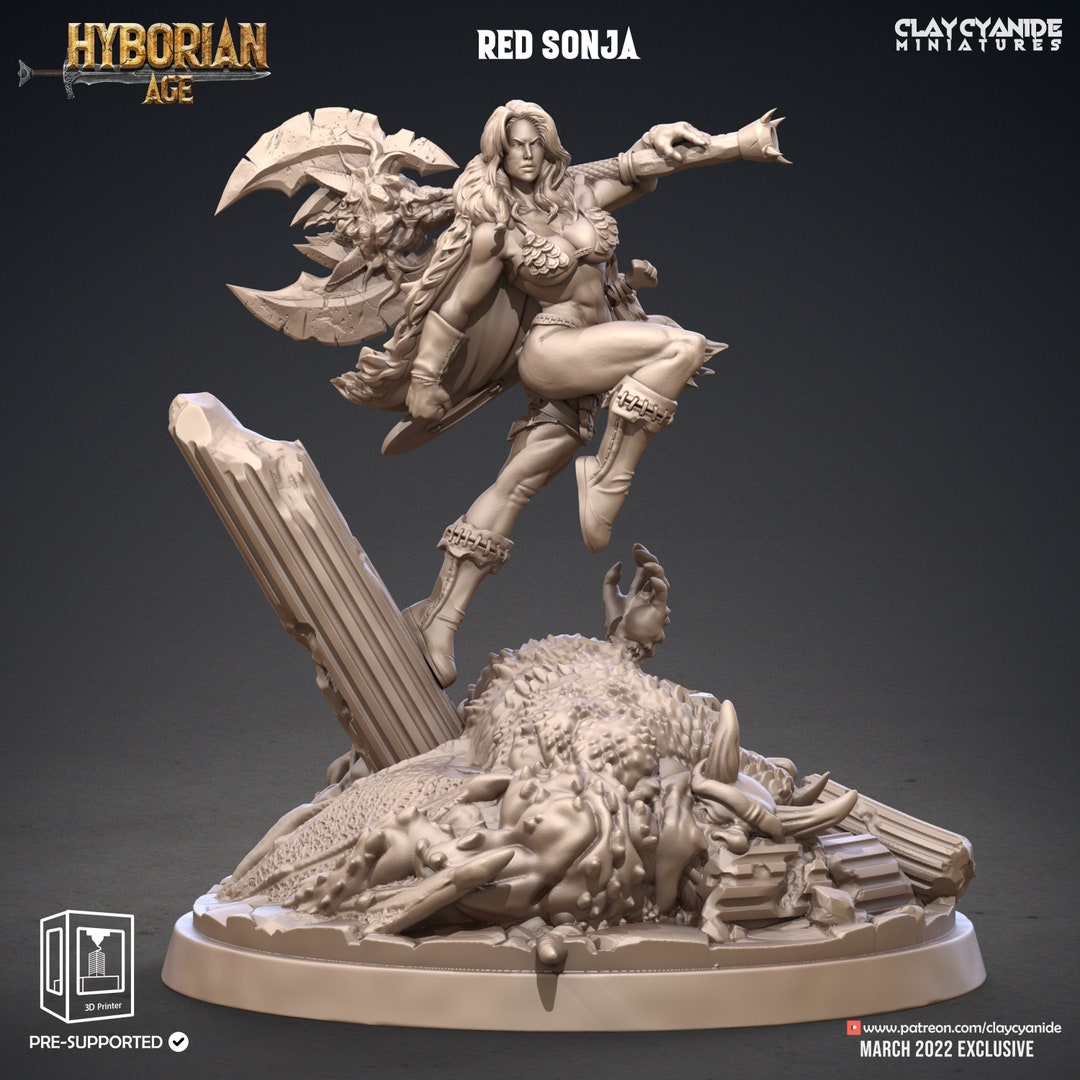 Red Sonja Clay Cyanide Printed Miniature Dungeons & Dragons Pathfinder ...