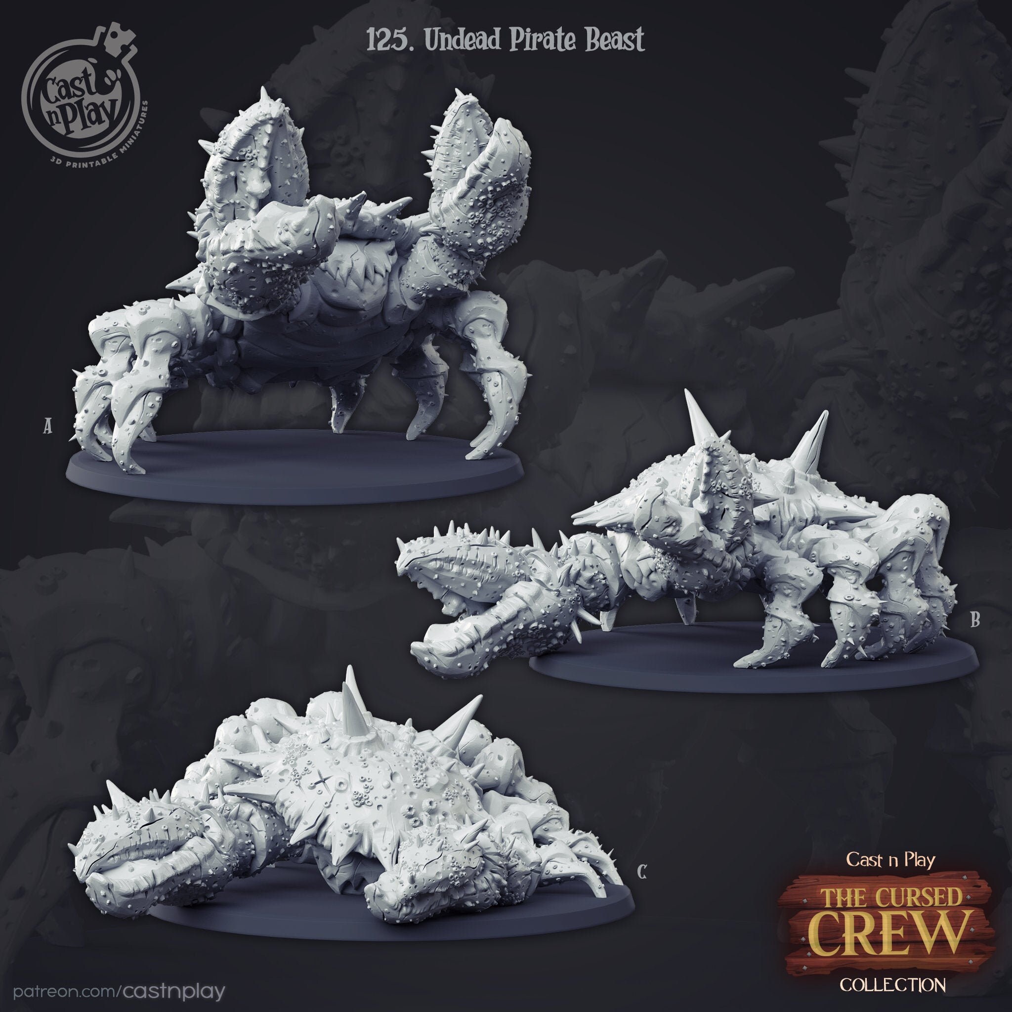 Undead Crab Beast Cast N Play Printed Miniature Dungeons & | Etsy