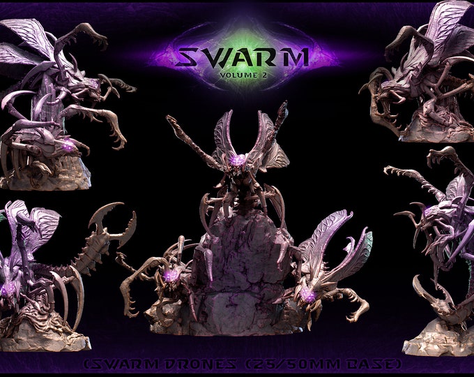 Swarm Drones Bundle - 5 Mini Monster Mayhem Printed Miniatures ...