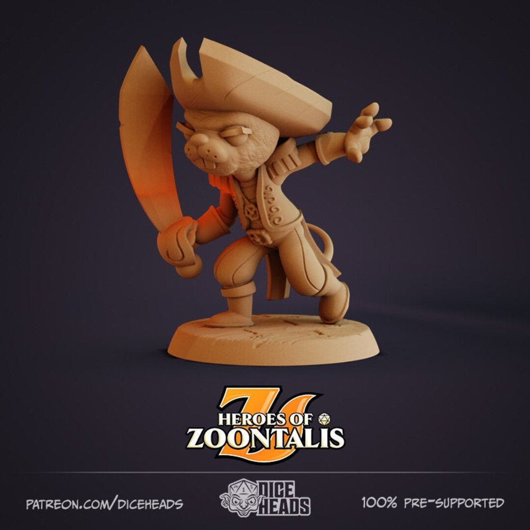 Mouse Pirate, Swashbuckler - Dice Heads Printed Miniatures | Dungeons ...