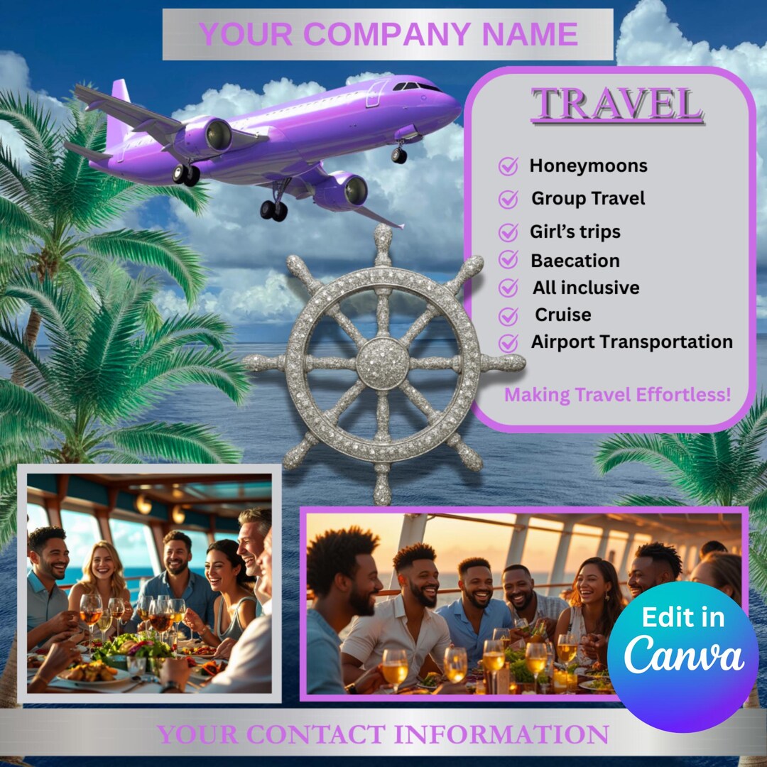 Editable Travel Agent Flyer Template: Canva Design (digital Download ...