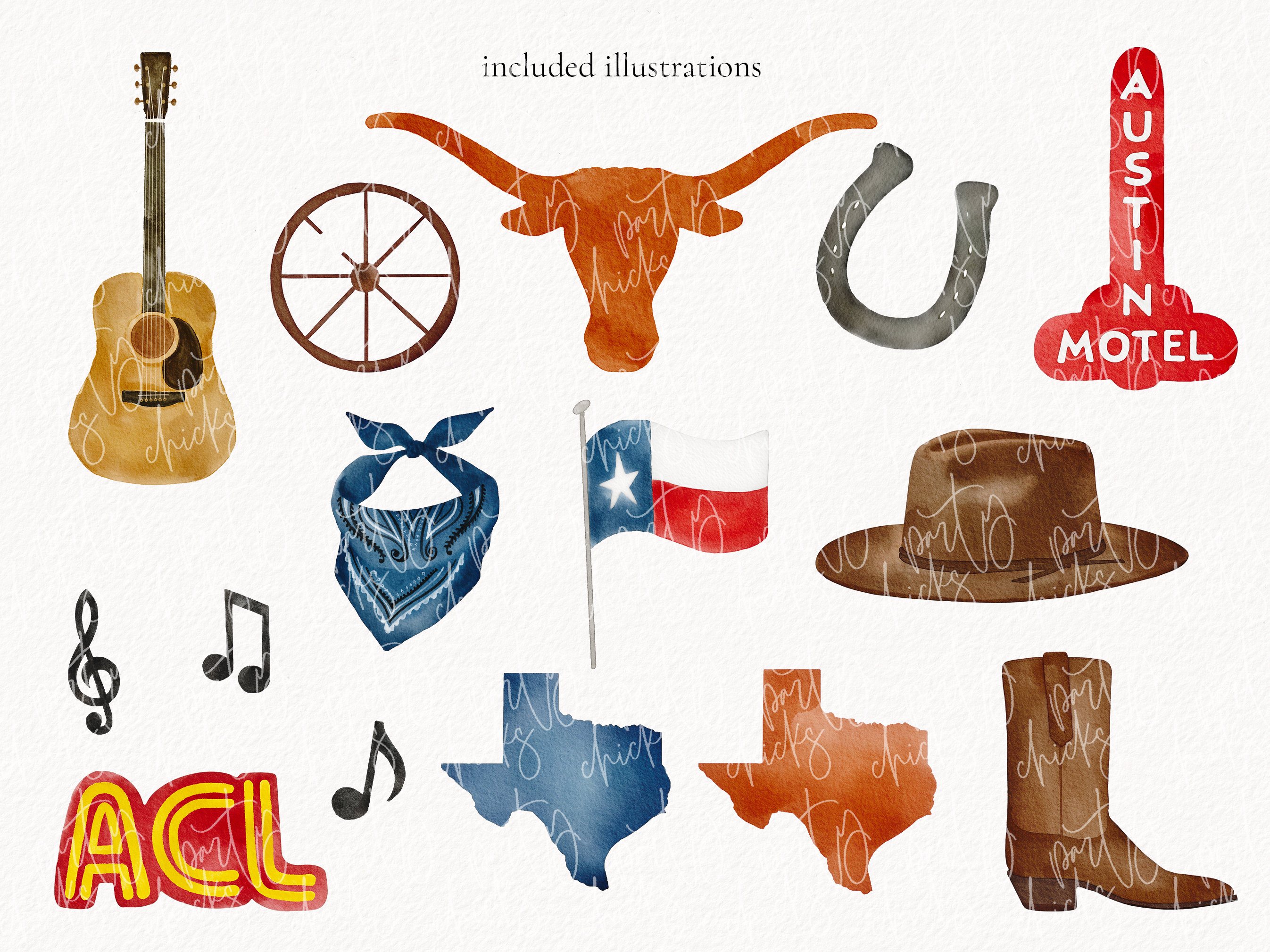 Austin Texas Watercolor Clipart, Austin Map, Austin Texas Wedding ...