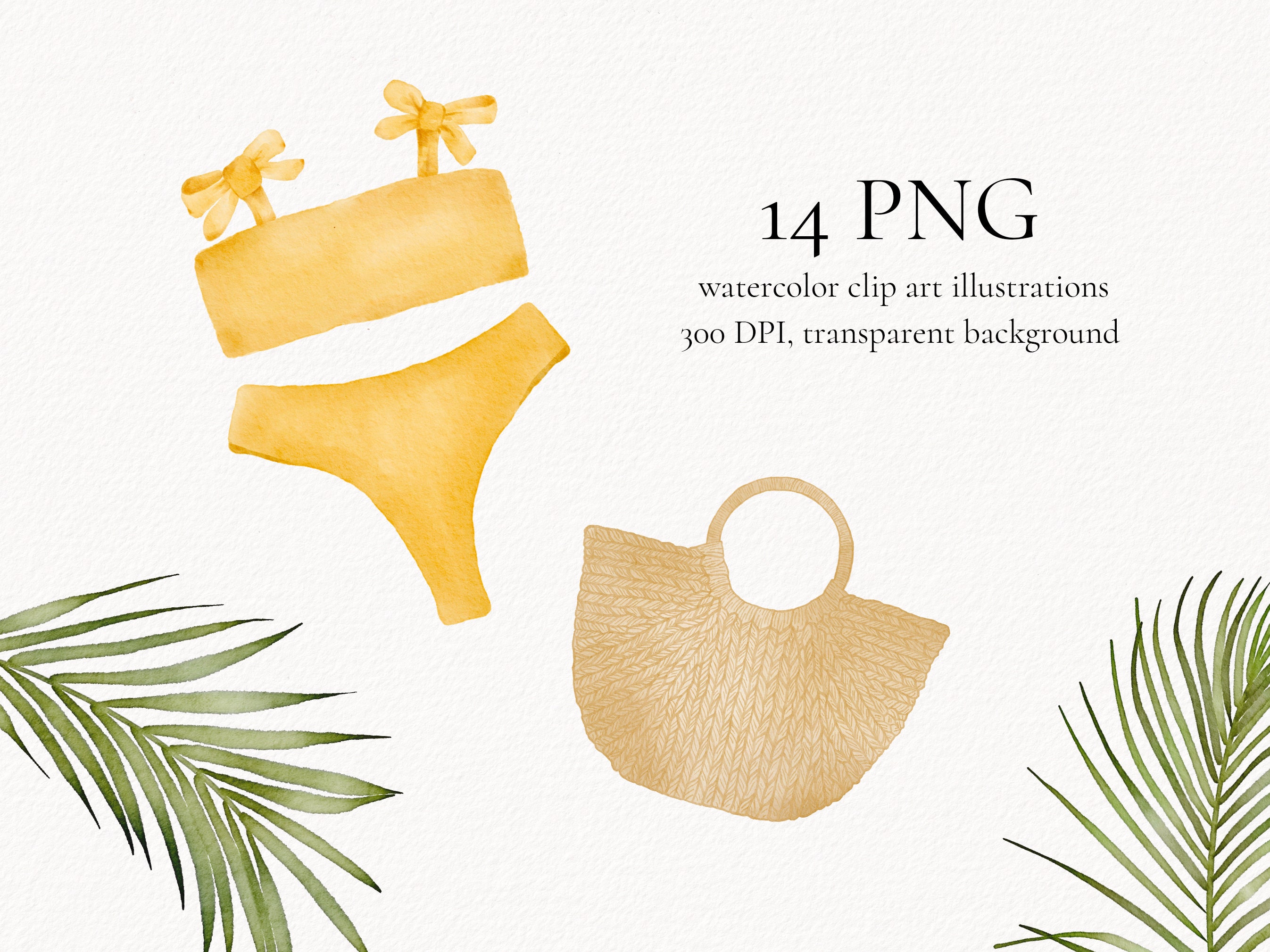 Tropical Beach Watercolor, Pool Party Bachelorette Clip Art ...