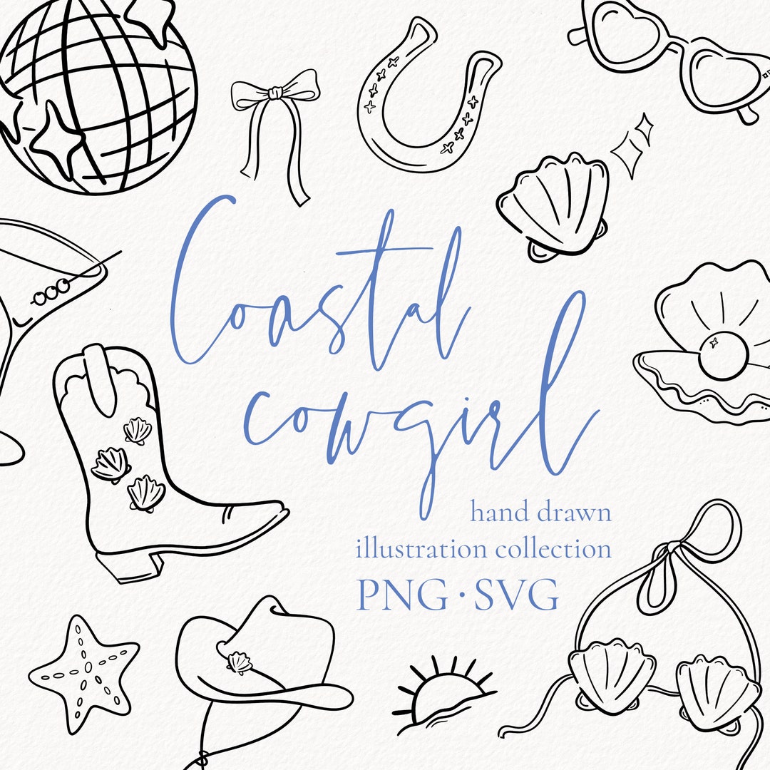 Coastal Cowgirl Bachelorette Clipart SVG, Last Toast on the Coast ...