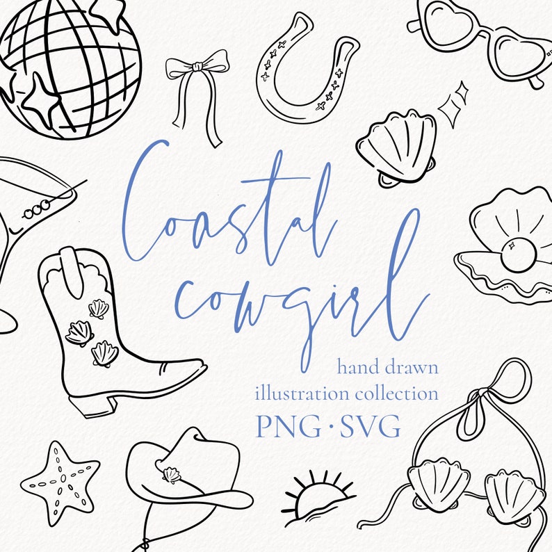 Coastal Cowgirl Bachelorette Clipart SVG, Last Toast on the Coast ...