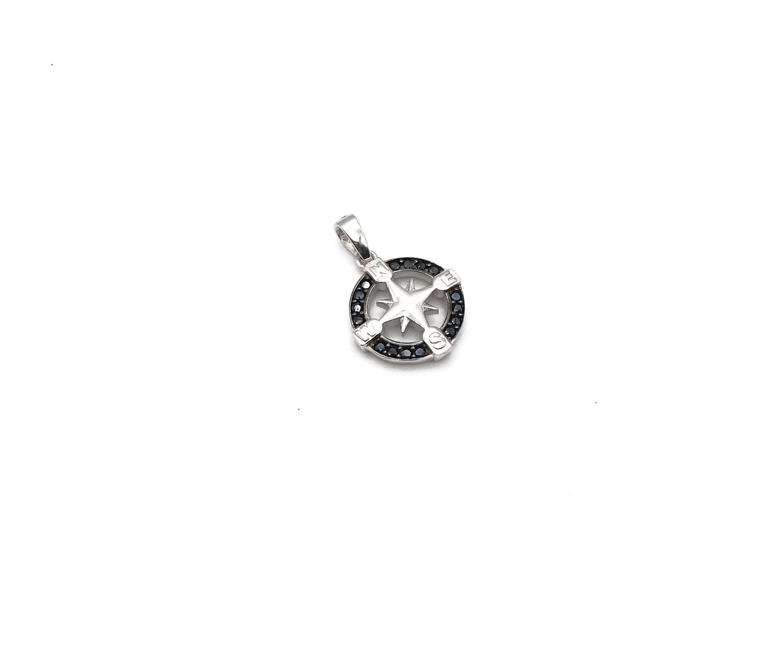 Pendant in 18K White Gold compass Rose Nautical - Etsy