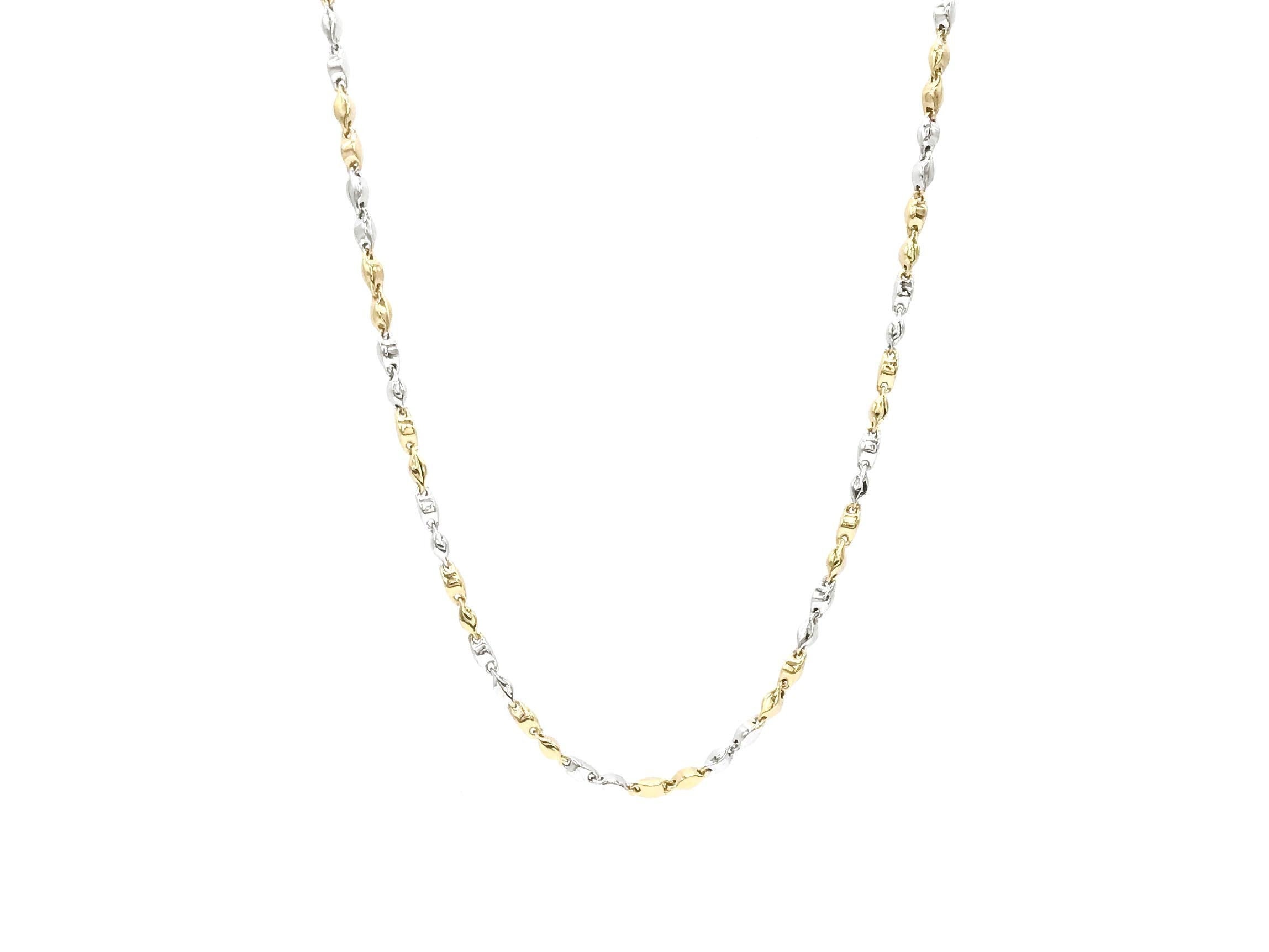 18K Two-tone Gold Necklace for Men Modern Chain for Men | Etsy