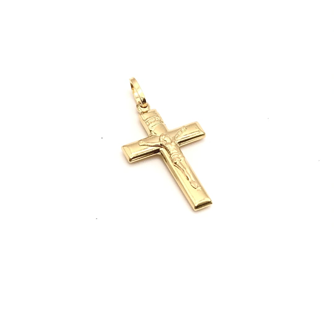 18K Yellow Gold Cross Italian Cross Charm for Necklace and - Etsy