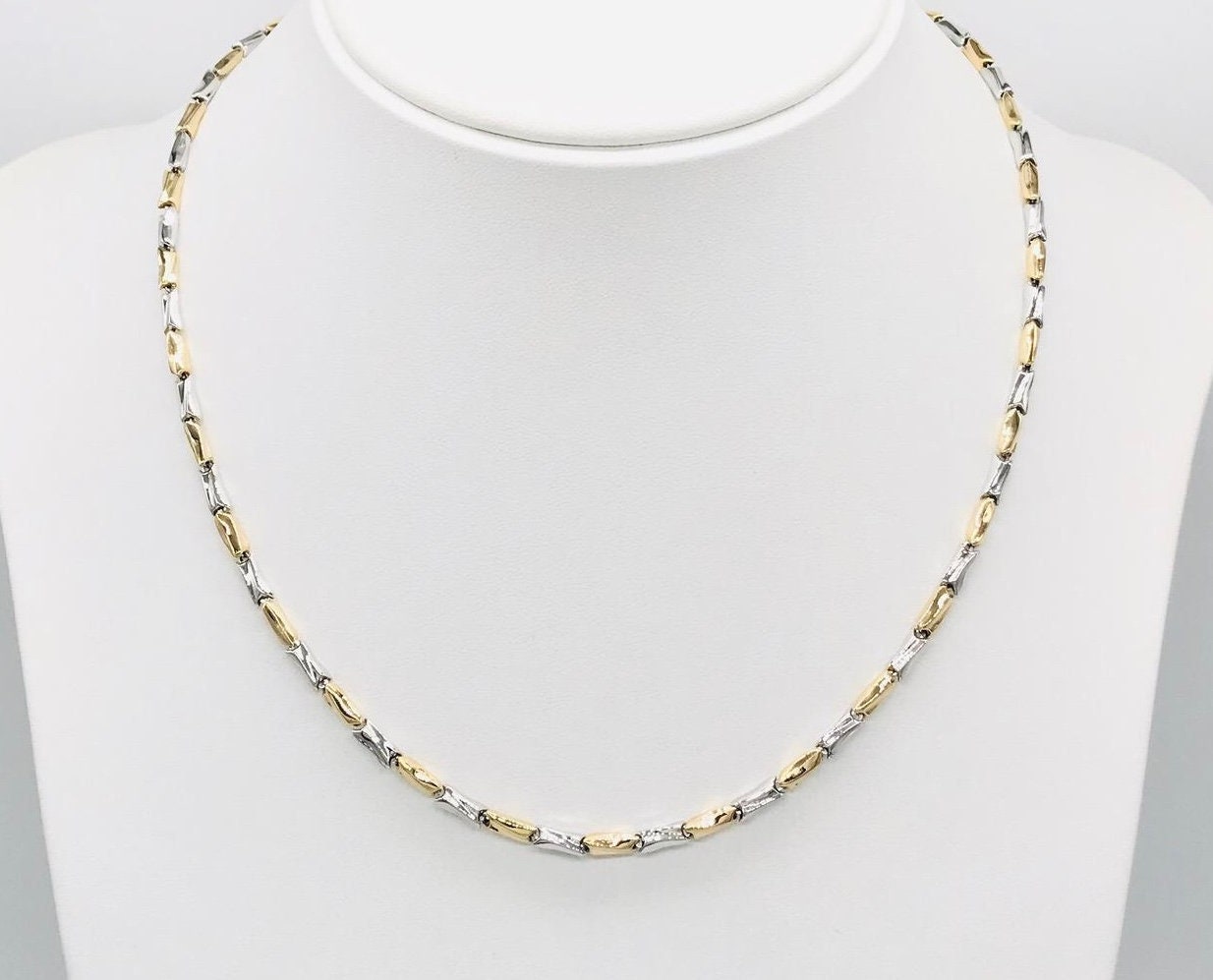 18K Two-tone Gold Necklace for Men Modern Chain for Men - Etsy