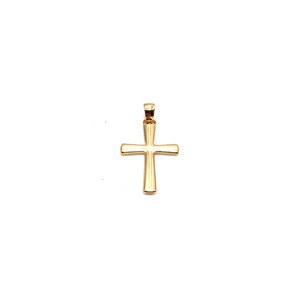 18K Yellow Gold Cross Italian Cross Charm for Necklace and Chain Yellow ...