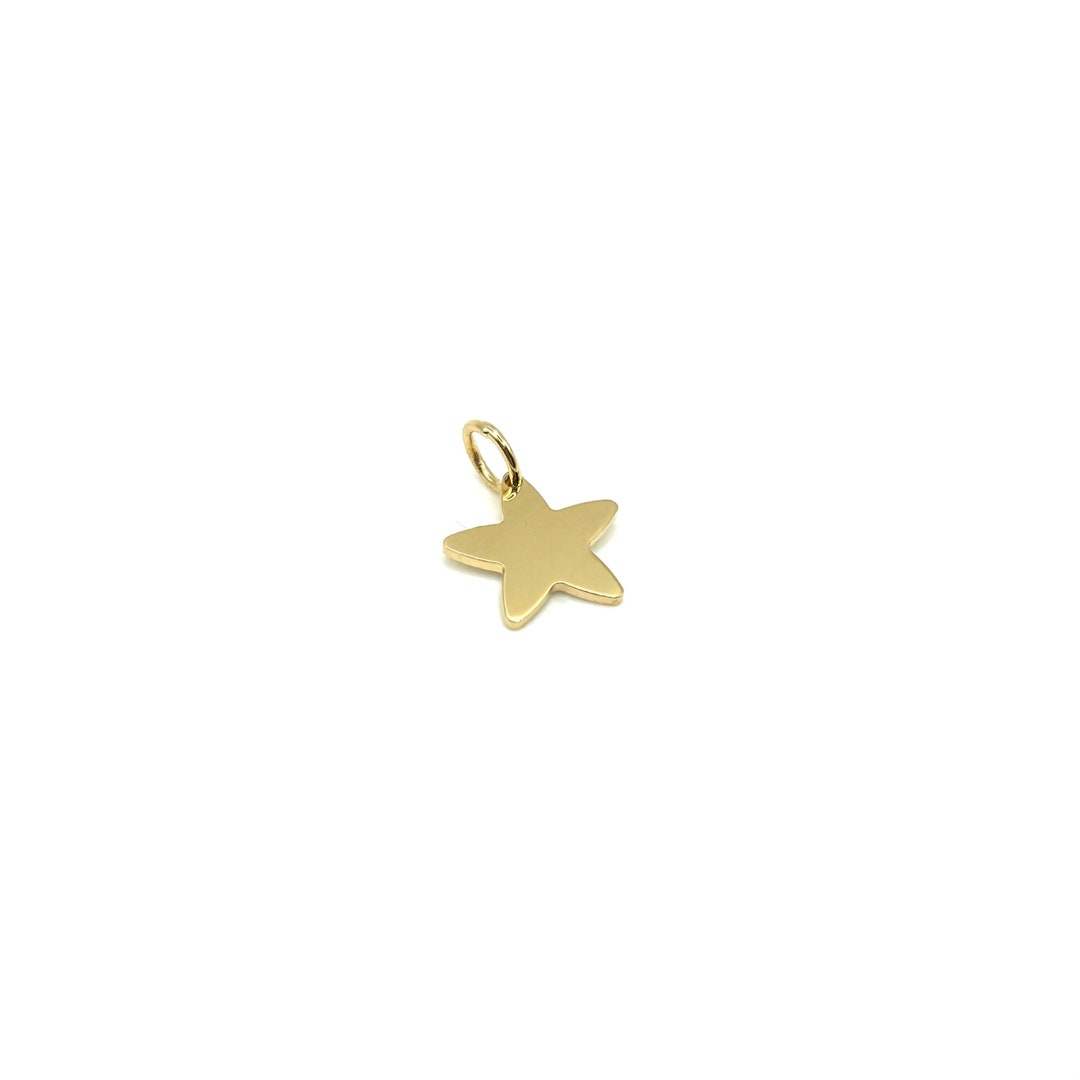 18K Gold Star Charm Pendant - Gold Star Necklace Pendant - Gold Star ...