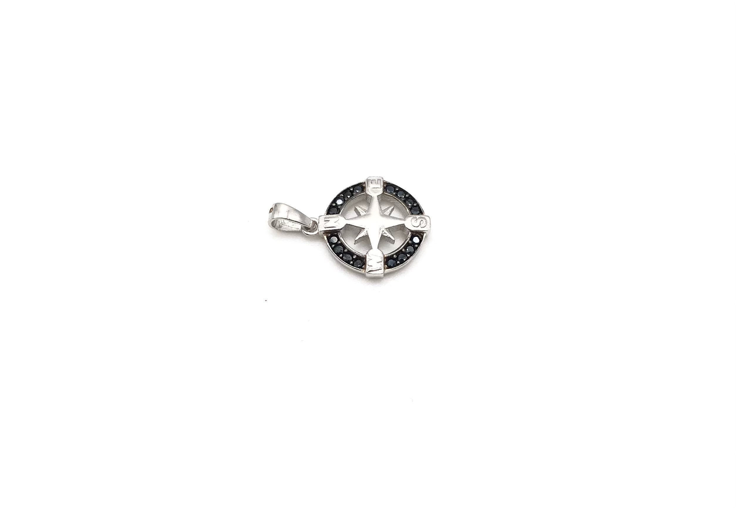 Pendant in 18K White Gold compass Rose Nautical - Etsy