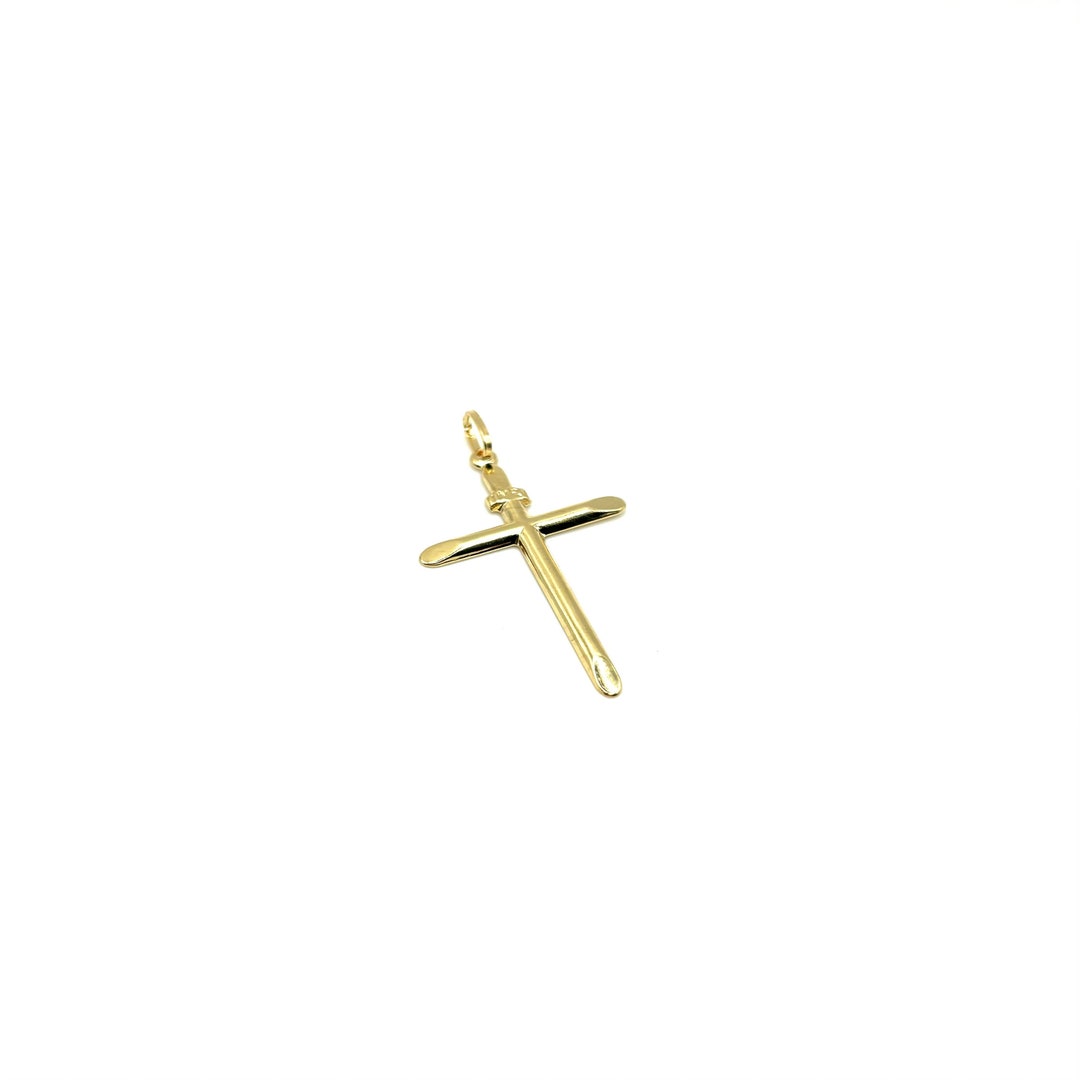 18K Yellow Gold Cross Italian Cross Charm for Necklace and for Chain ...