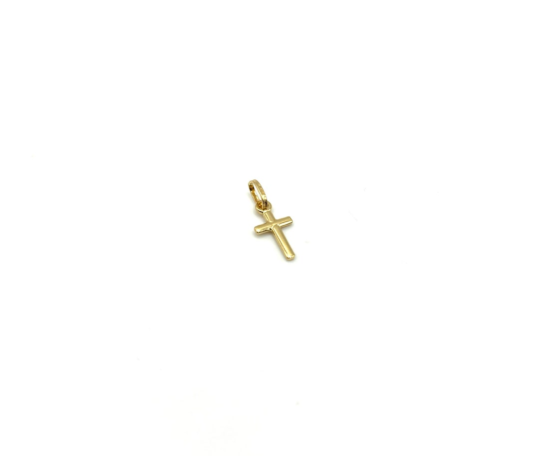 18K Yellow Gold Cross • Italian Cross Charm for Necklace and for Chain ...
