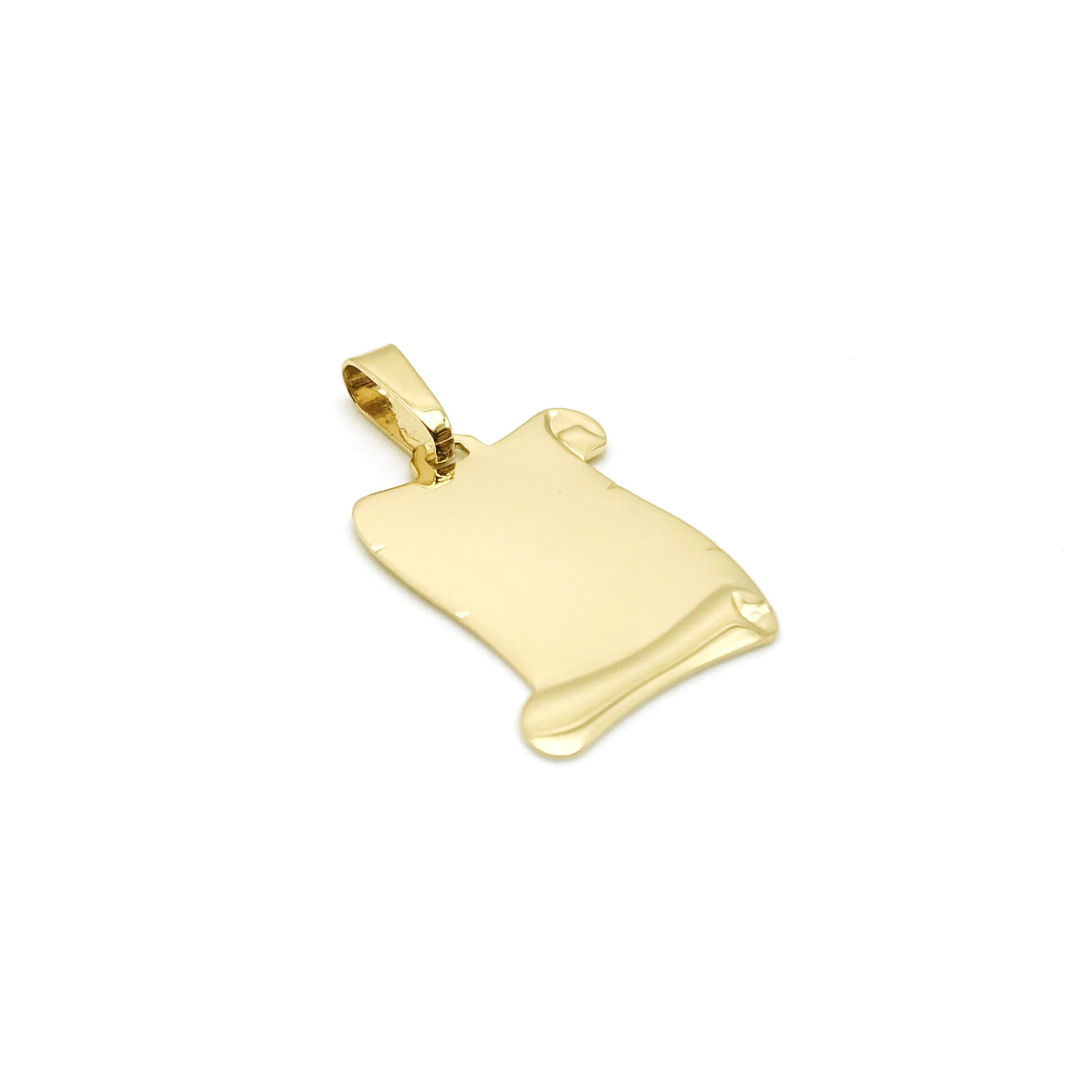 18K Gold Parchment Pendant Free Engraving Free Gift Box | Etsy