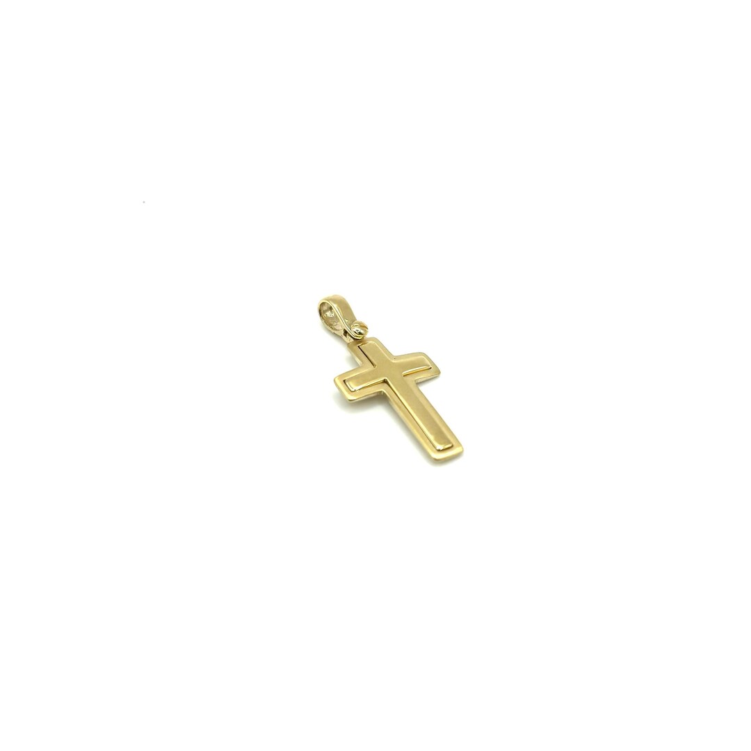 18K Gold Cross Pendant Necklace Italian Gold Cross Real 18K Gold Cross ...