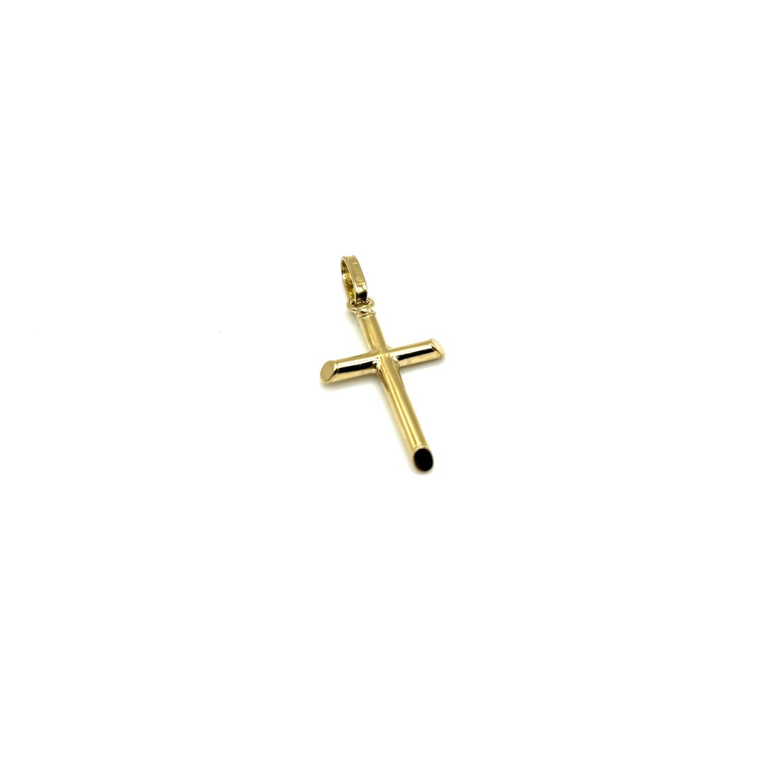 18K Yellow Gold Cross Italian Cross Charm for Necklace and for Chain ...
