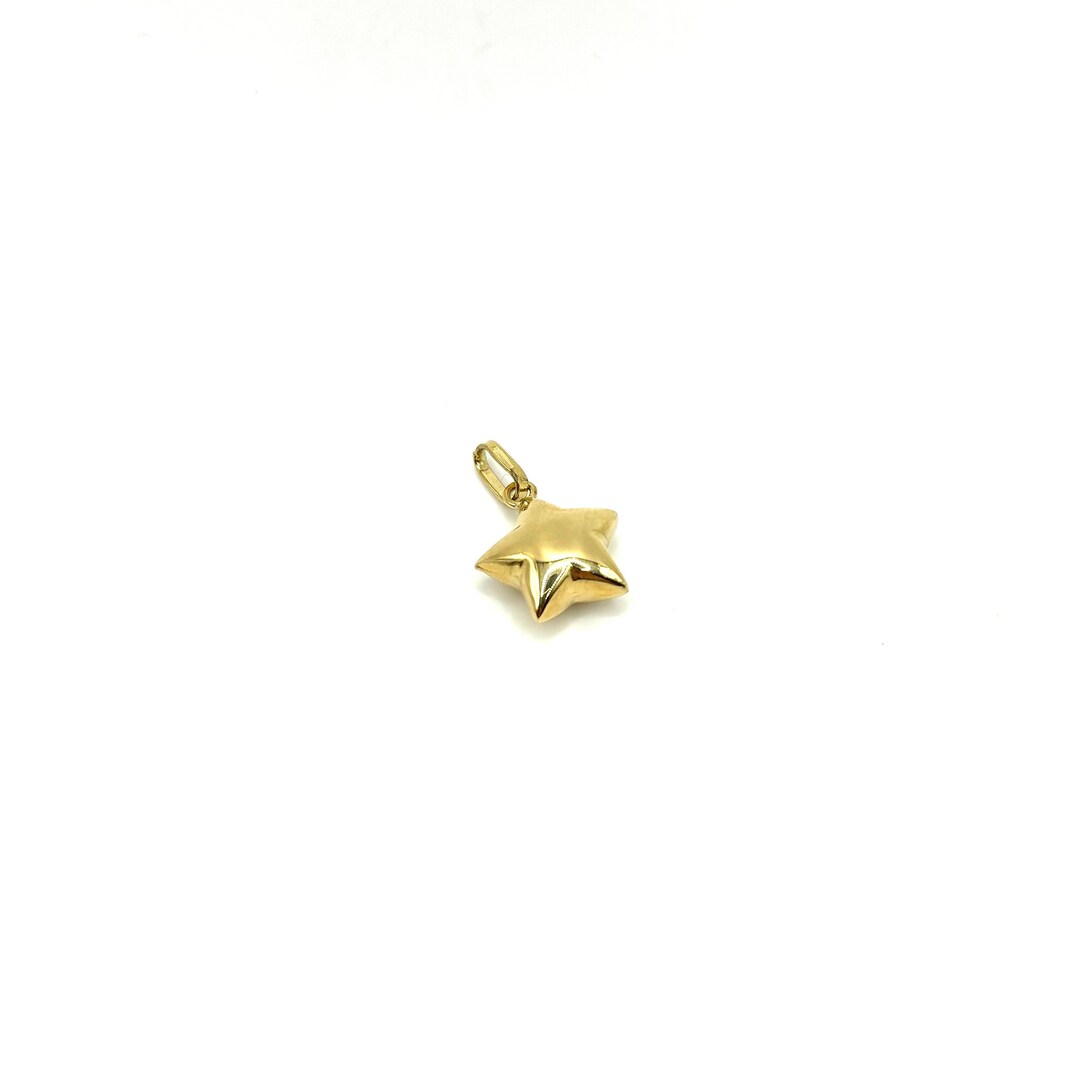 18K Gold Star Charm Pendant - Gold Star Necklace Pendant - Gold Star ...