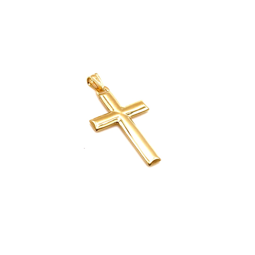 18K Yellow Gold Cross Italian Cross Charm for Necklace and - Etsy