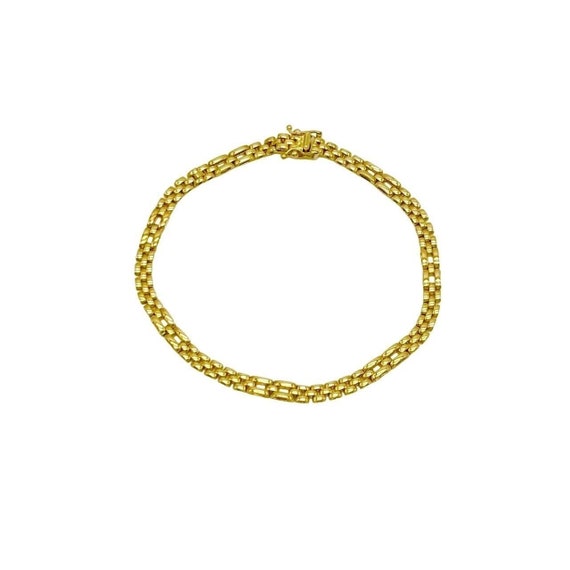 Panther Link Chain Bracelet in 18K Yellow Gold Panther Bracelet 7.7 Inches Length 4mm Width Real Gold Bracelet Handmade in Italy Etsy