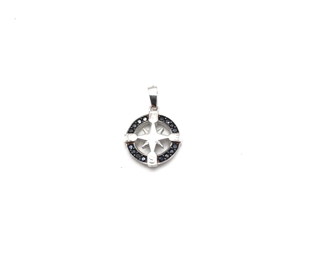 Pendant in 18K White Gold compass Rose Nautical - Etsy