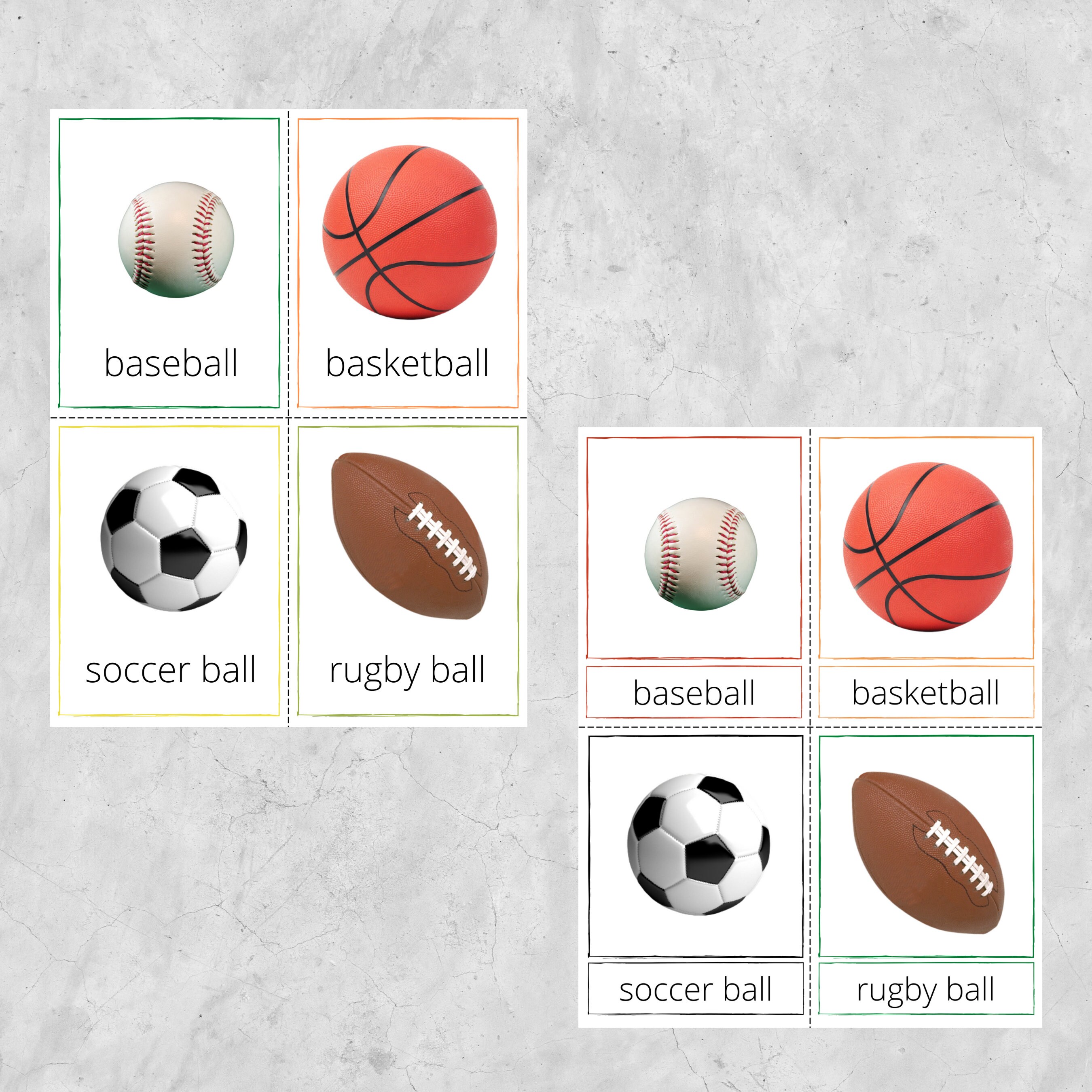 SPORT BALLS Flash Cards Kids Activity Homeschool Montessori | Etsy