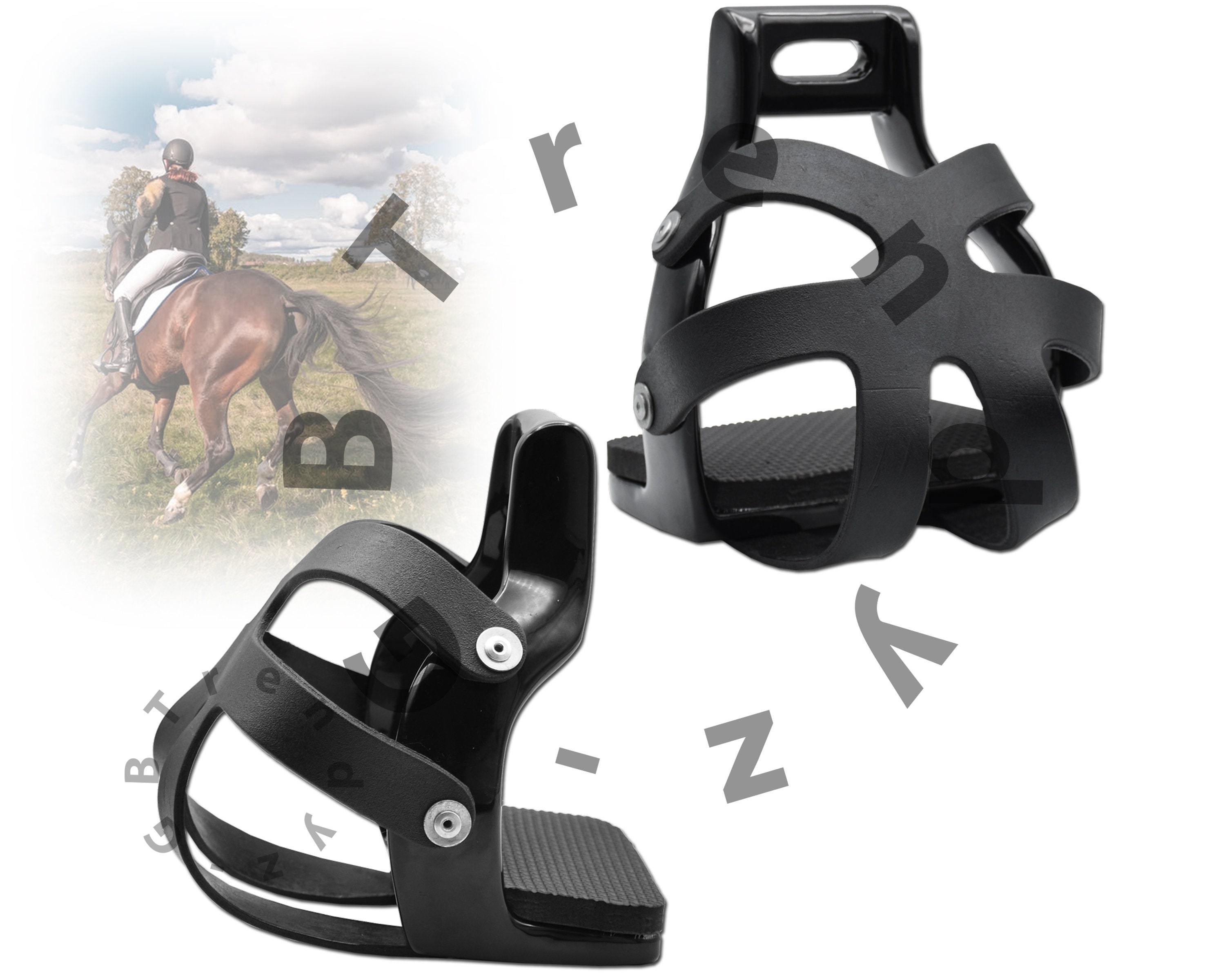 Endurance Flex Ride Caged Stirrups Pair Adults Lightweight Black ...