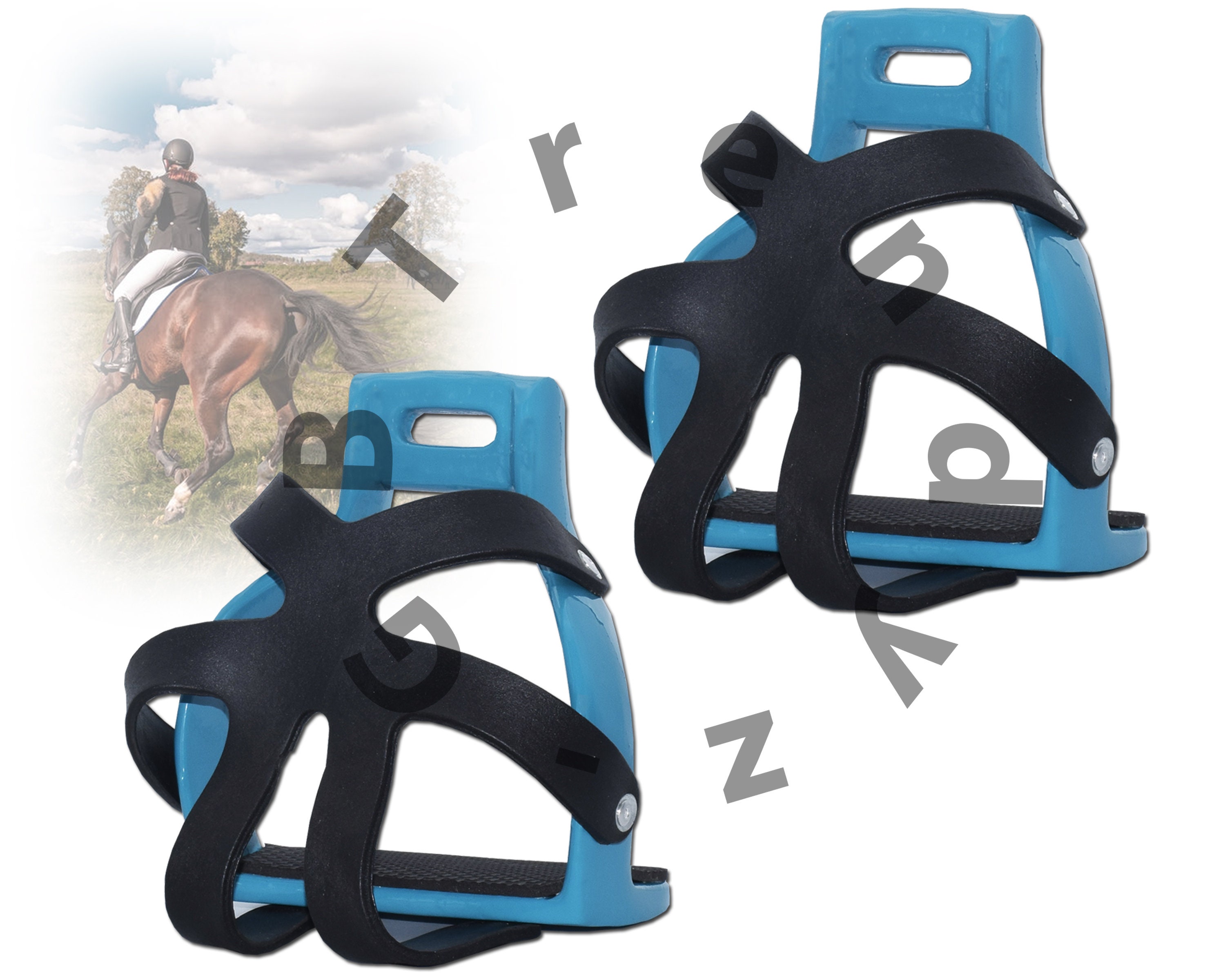 Endurance Flex Ride Caged Stirrups Pair Adults Lightweight Black ...